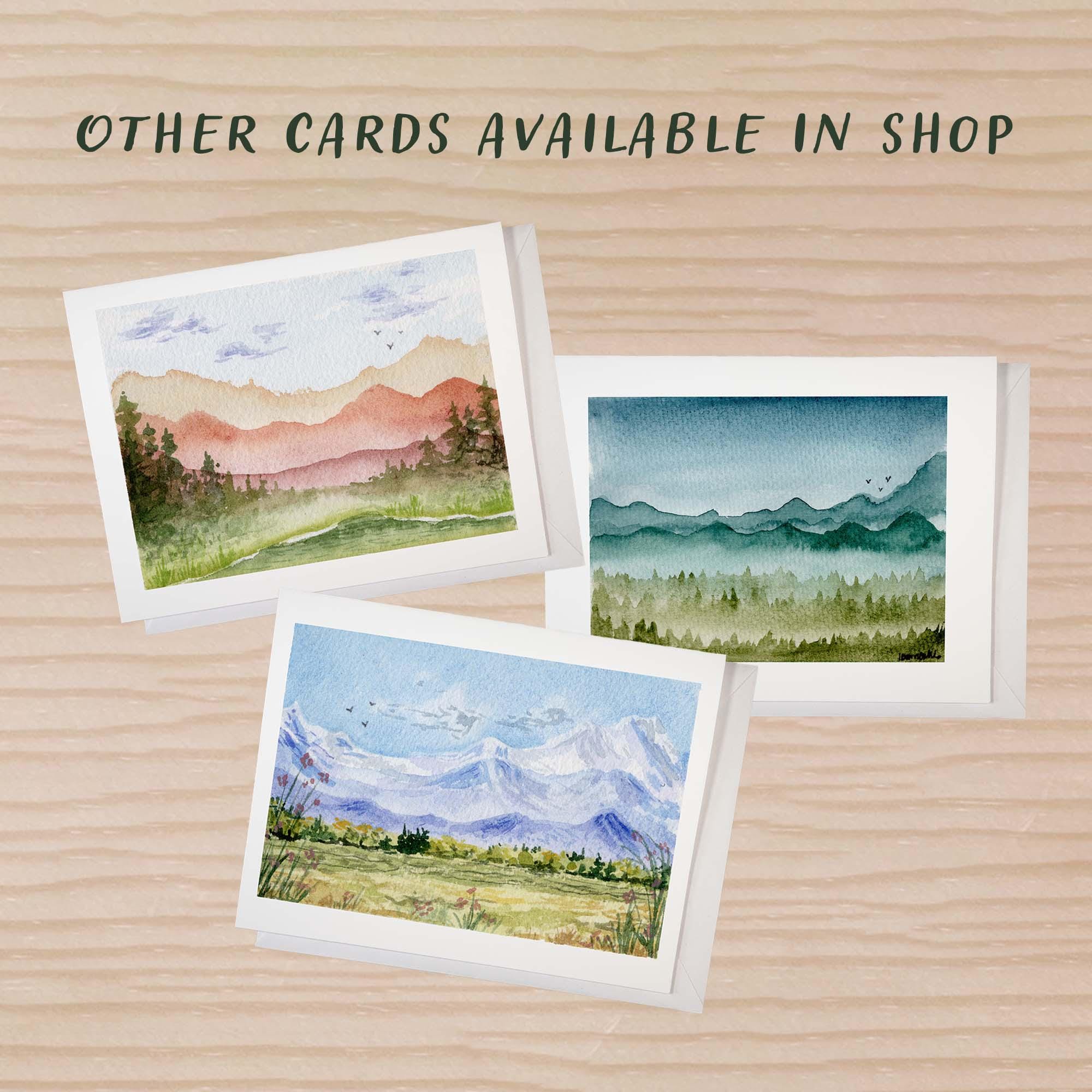 Watercolor Card Landscape Card Set of 6, Notecard Set With Envelope ...