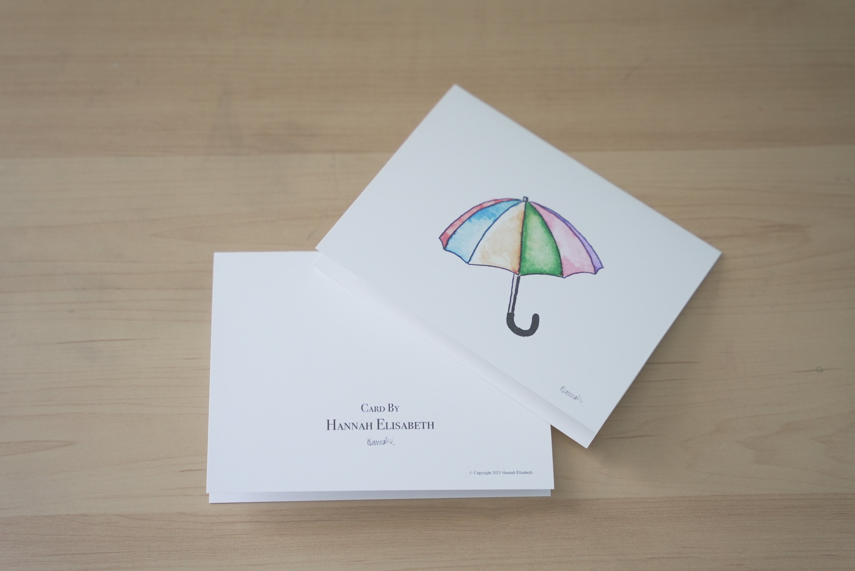 Umbrella Card Set of 6, Notecard Set With Envelope, Rainy Day Card ...
