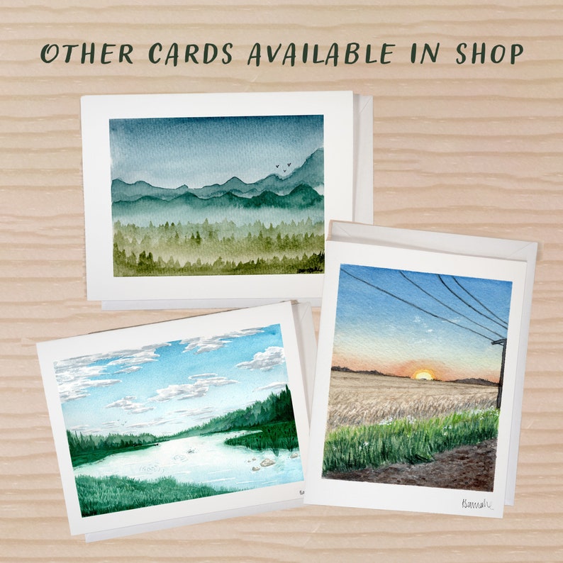 Watercolor Card Landscape Card Set of 6, Notecard Set With Envelope ...