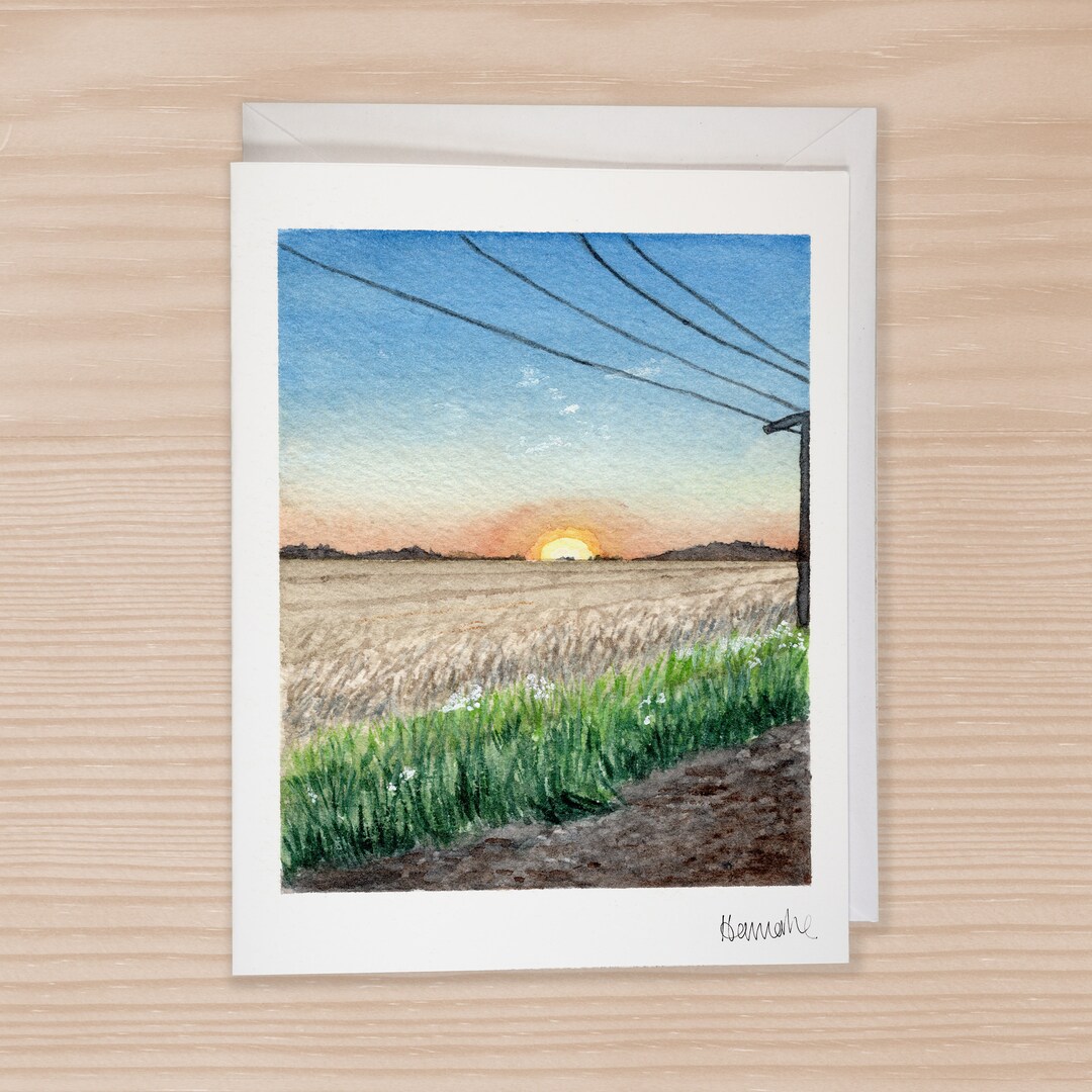 Watercolor Sunset Notecard Set of 6, Notecards With Envelopes ...