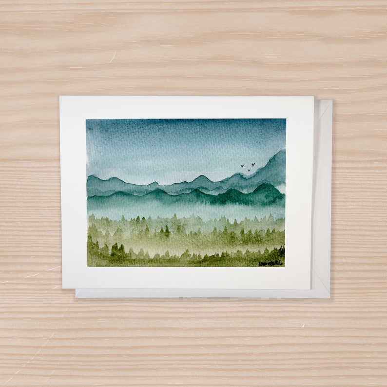 Watercolor Card Landscape Card Set of 6, Notecard Set With Envelope ...