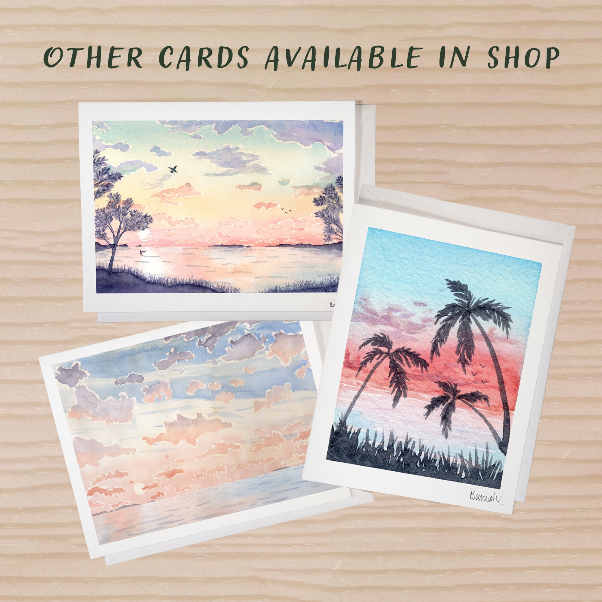 Watercolor Landscape Card Set of 6, Notecard Set With Envelope ...
