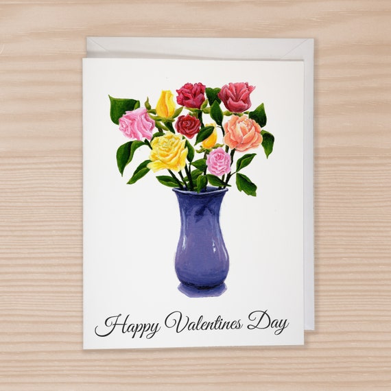 Customizable Romantic Flower Bouquet Card Set of 6 Notecards | Etsy