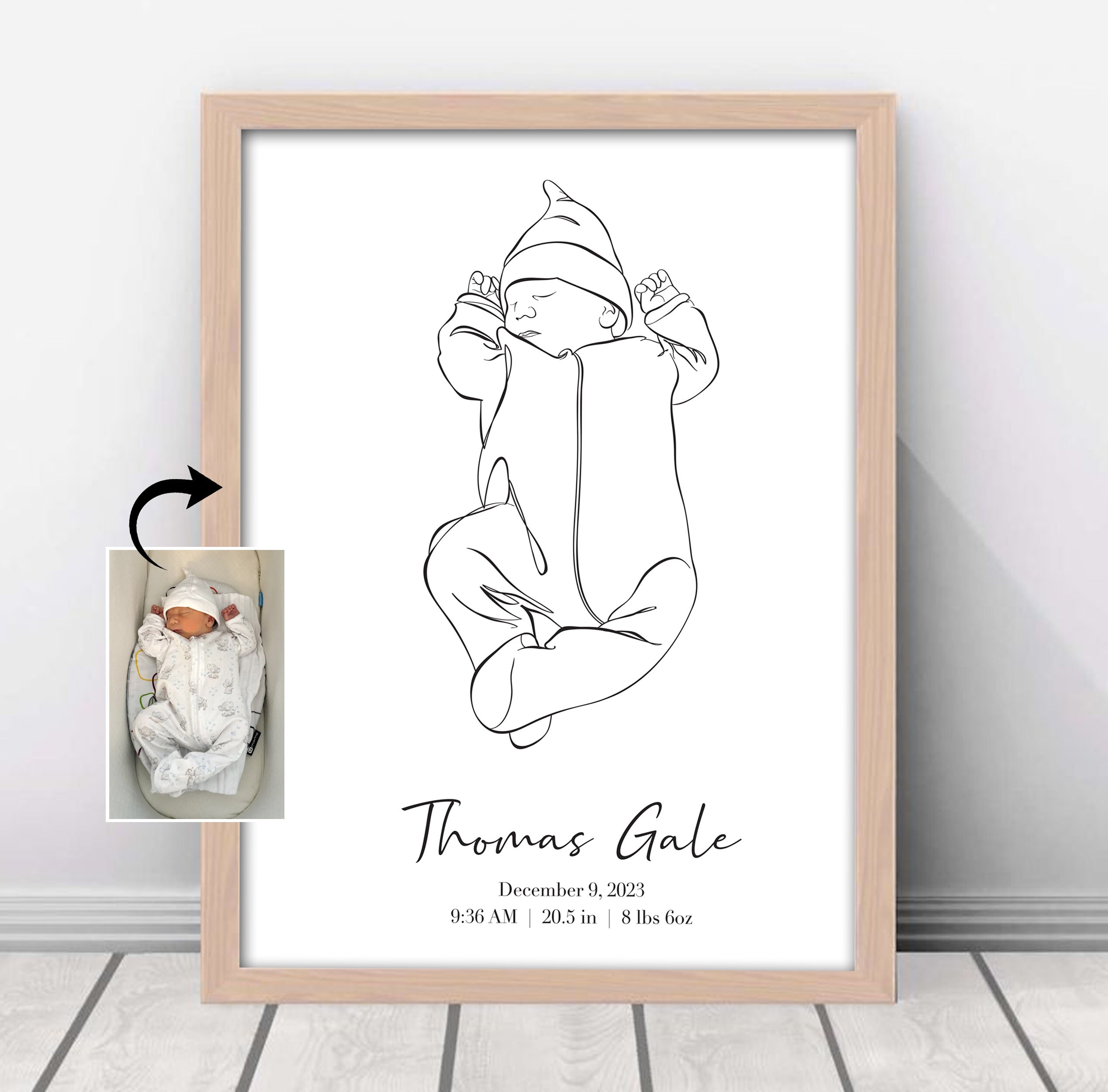 Custom Baby Line Art From Photo - Etsy