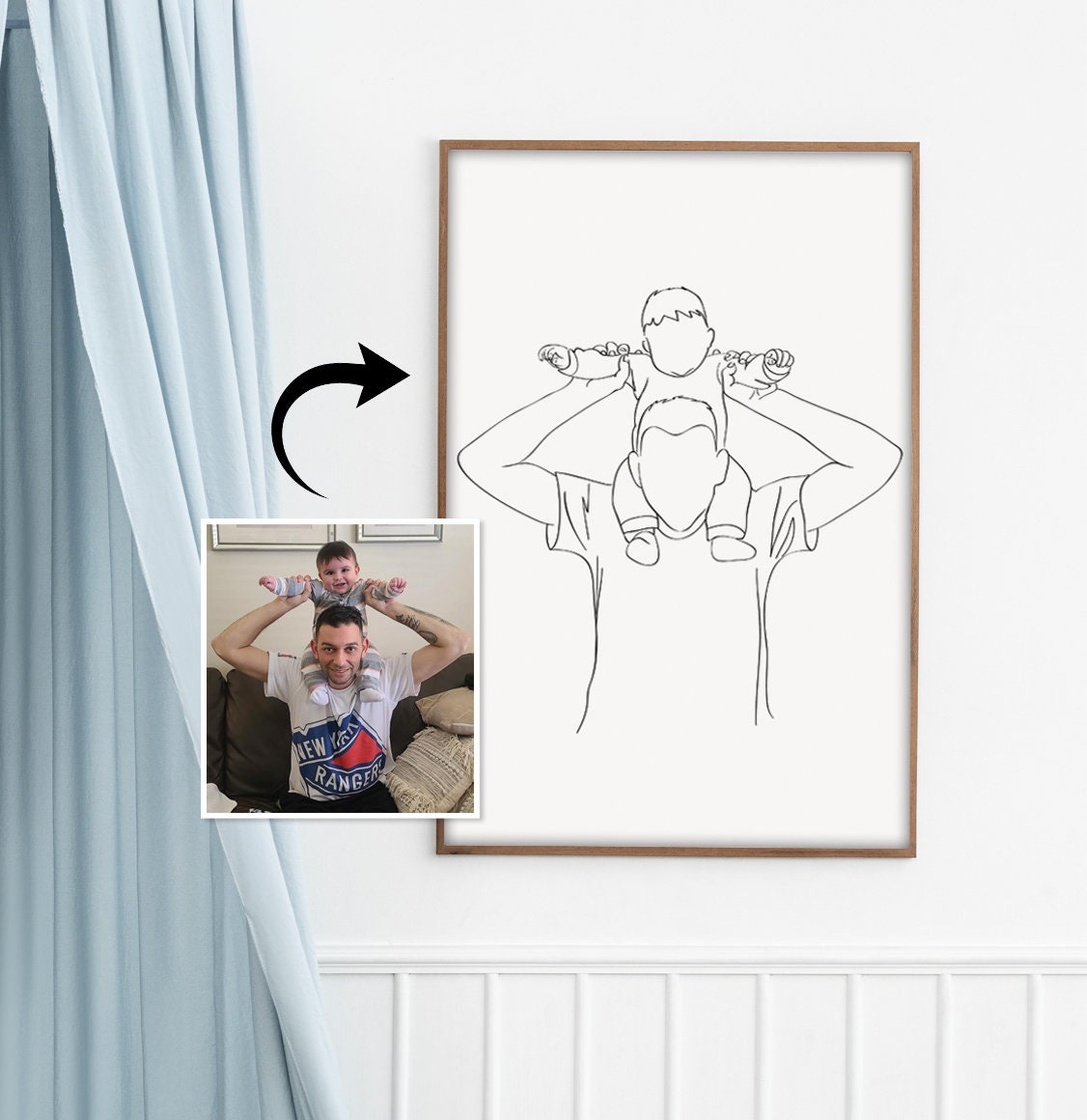 Custom Line Art, Daddy and Me Line Art, Daddy and Baby Line Art, Custom ...