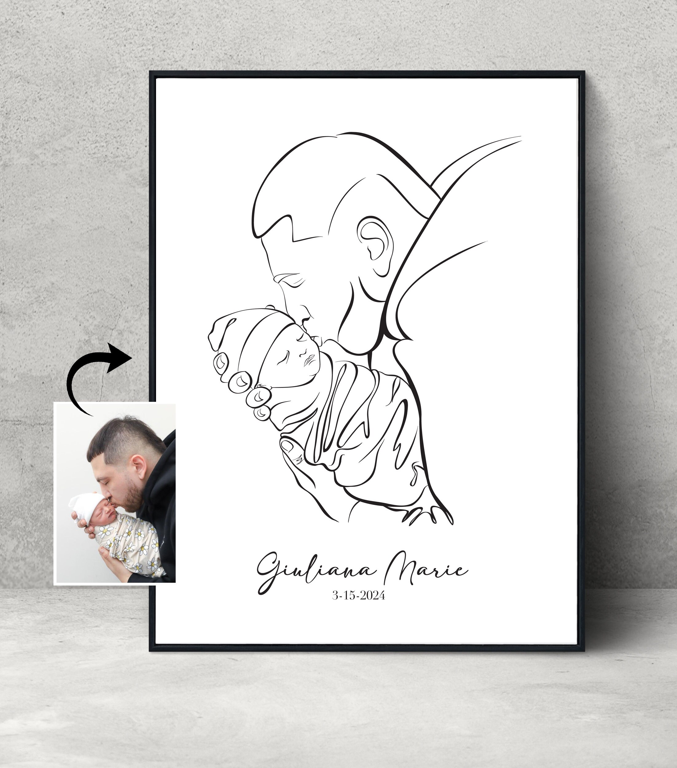 Custom Baby Line Art From Photo - Etsy
