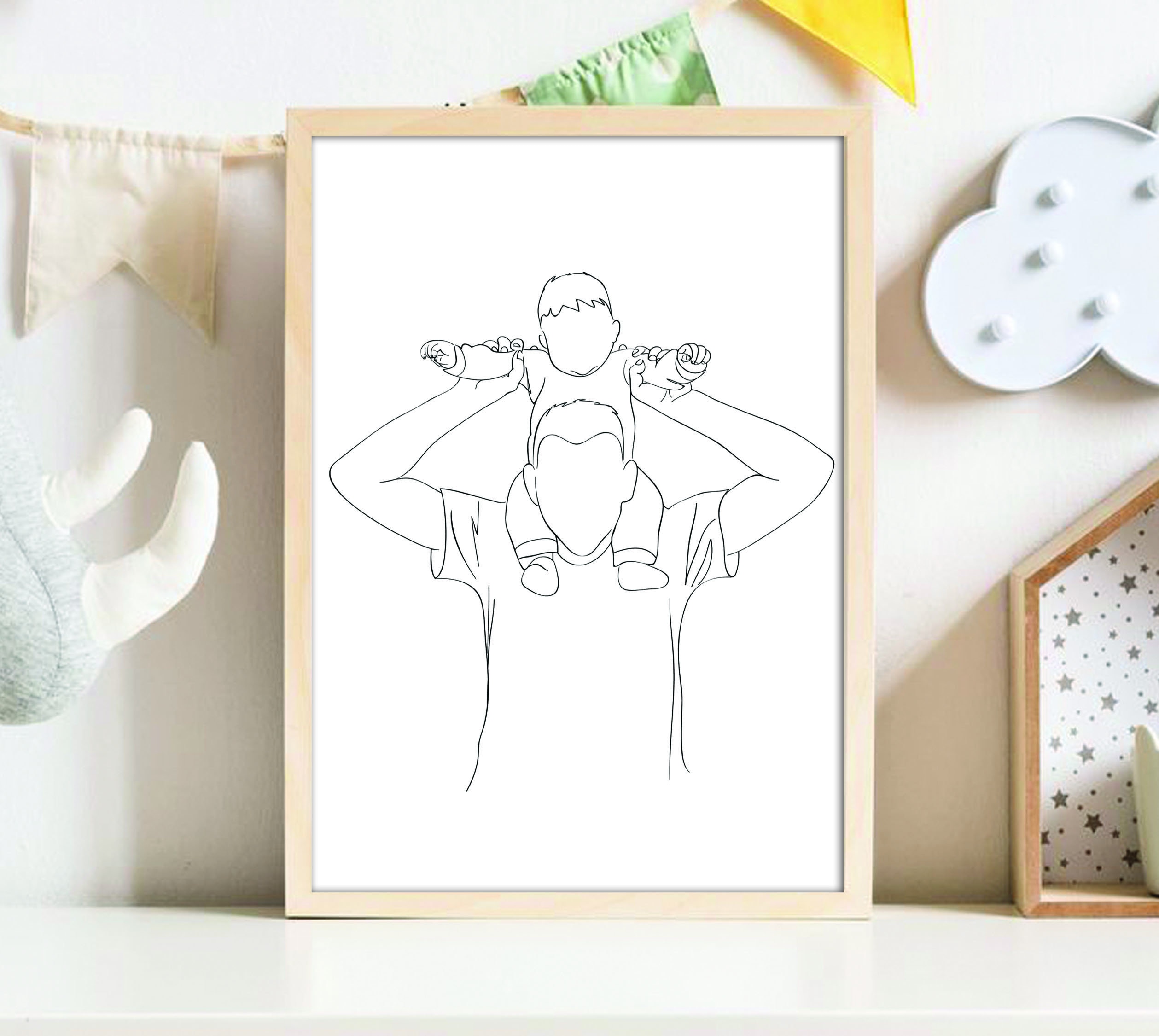 Custom Line Art, Daddy and Me Line Art, Daddy and Baby Line Art, Custom ...