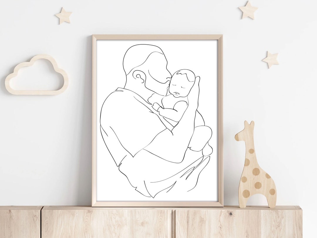 Custom Line Art, Daddy Daughter Line Art, Daddy and Me Line Art, Father ...
