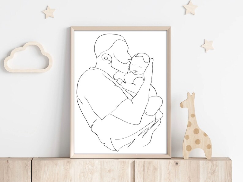 Custom Line Art, Daddy Daughter Line Art, Daddy and Me Line Art, Father ...