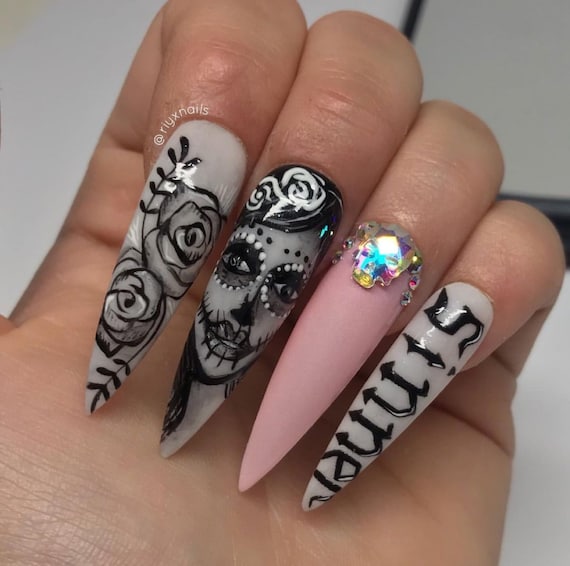 Extreme Nail Art Grunge Skull Custom Press on Nails Etsy Canada