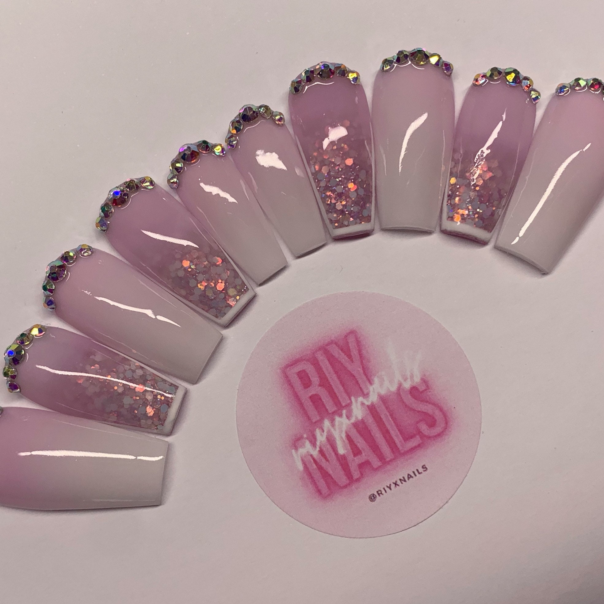 Pink Glitter Ombré Press on Nails RIYNAILS - Etsy