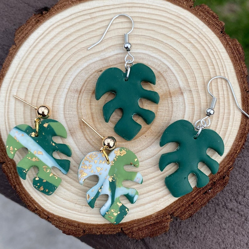 Monstera Earrings - Etsy