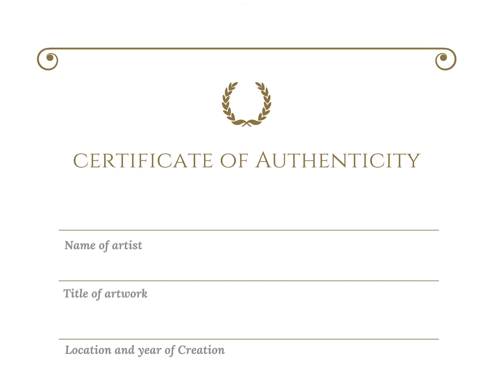 Certificate of Authenticity, Downloadable Certificate of Authenticity ...