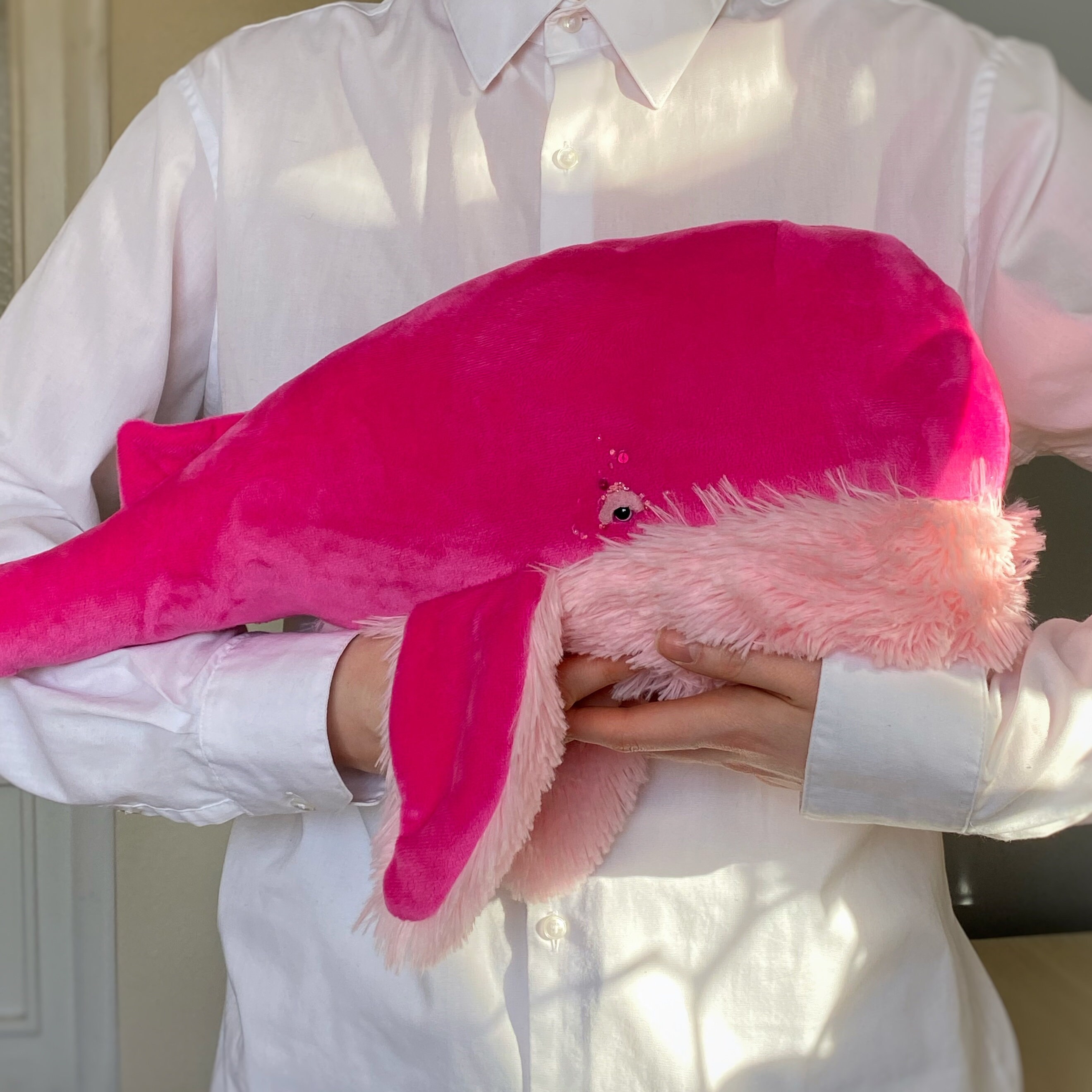 Pink Whale Plush, Cuddly Whale Toy, Soft Whale Toy, Handmade Stuffed ...