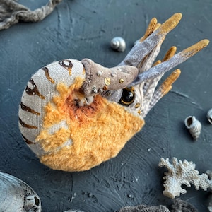 Vintage Plush Toy Nautilus, Handmade Home Decor, Ooak Toy, Unique Gift ...