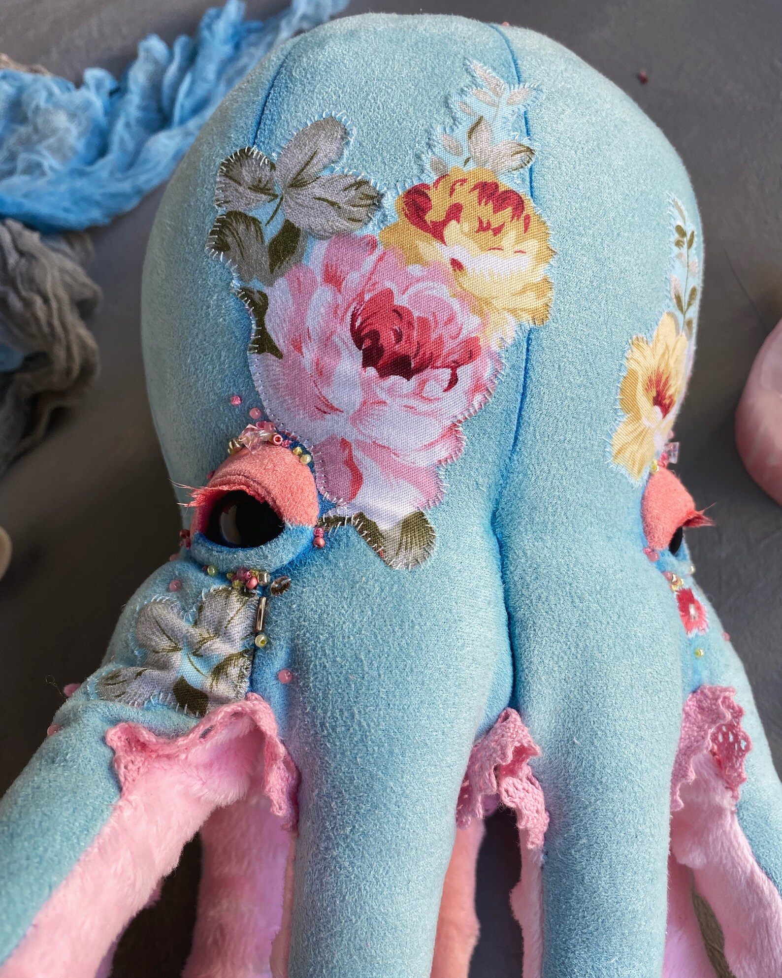 Art Plush Toy Blue Octopus. Cute Stuffed Sea Animal. Unique Gift for a ...
