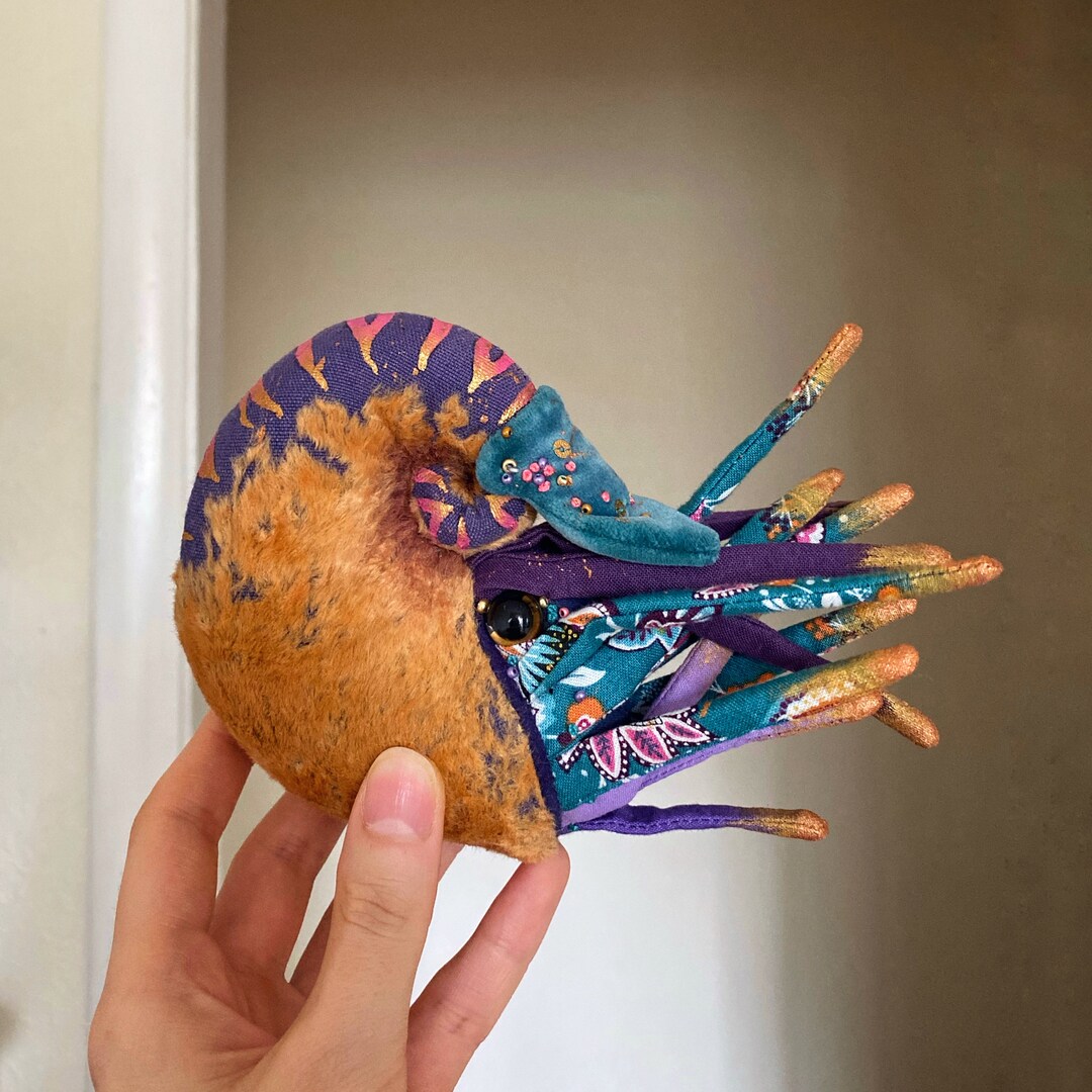 Nautilus Art Toy, Weird Handmade Plush Gift, OOAK, Mini Stuffed Sea ...