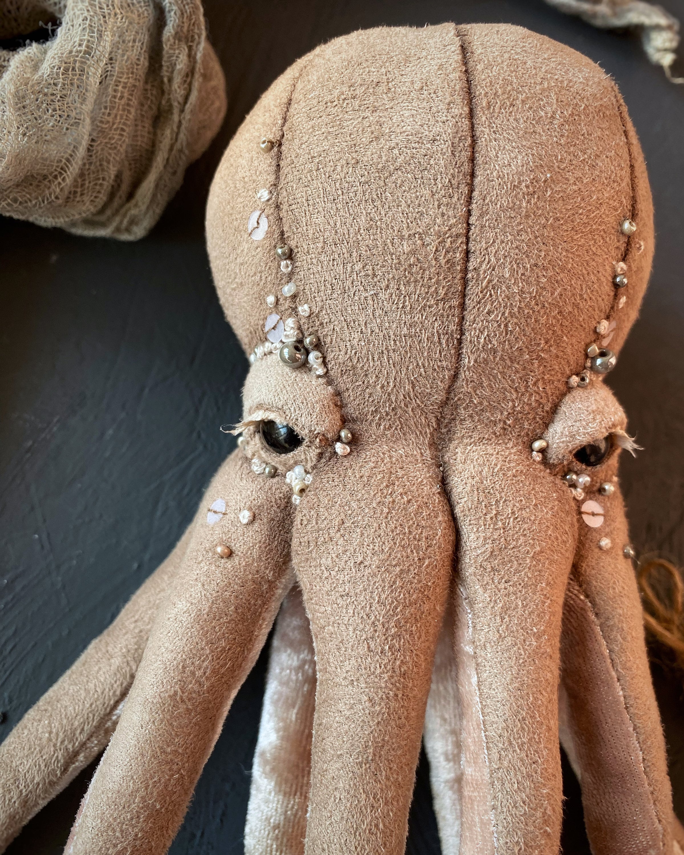 Textile Octopus Art Toy. Sea Creature Plush Stuffed Animal. Handmade ...