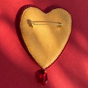 Embroidery Evil Eye Brooch/ Beaded Heart Brooch/ Turquoise Velvet Heart ...