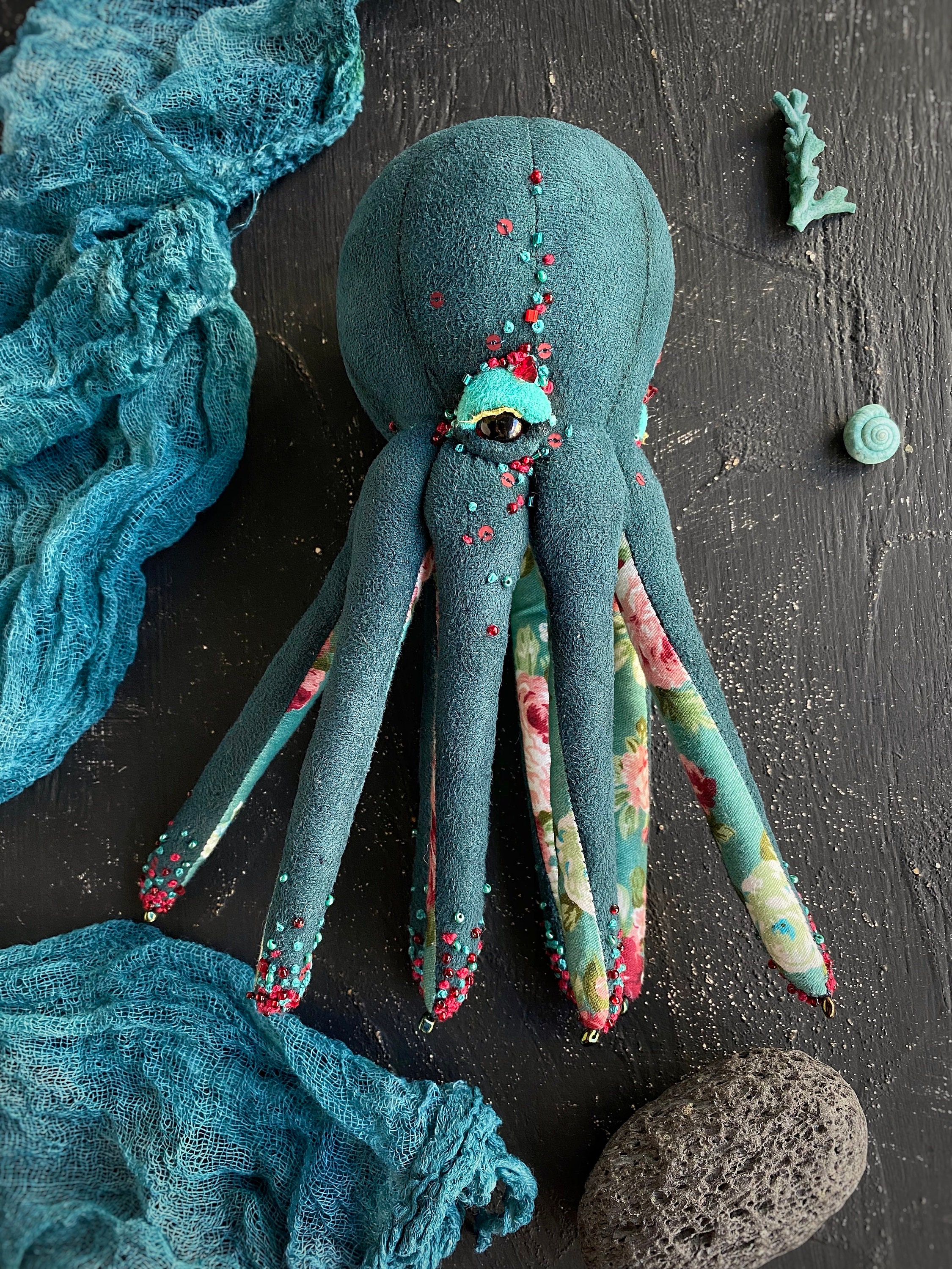 Deep Emerald Octopus Toy / Handmade Stuffed Toy - Etsy