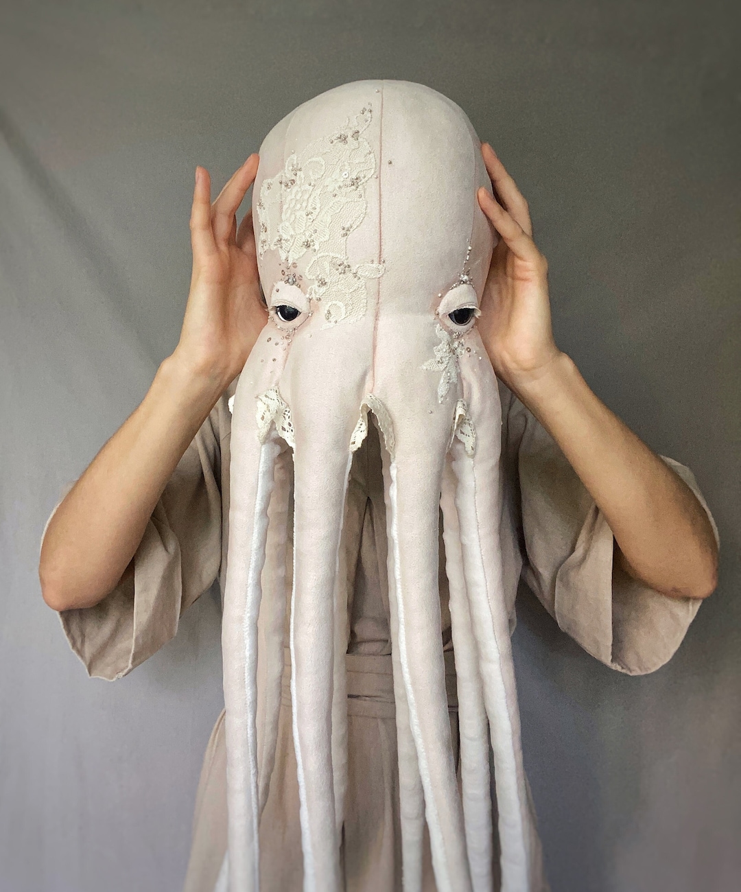 Albino Octopus Stuffed Animal Toy, Room Decor Aesthetic Minimalist ...