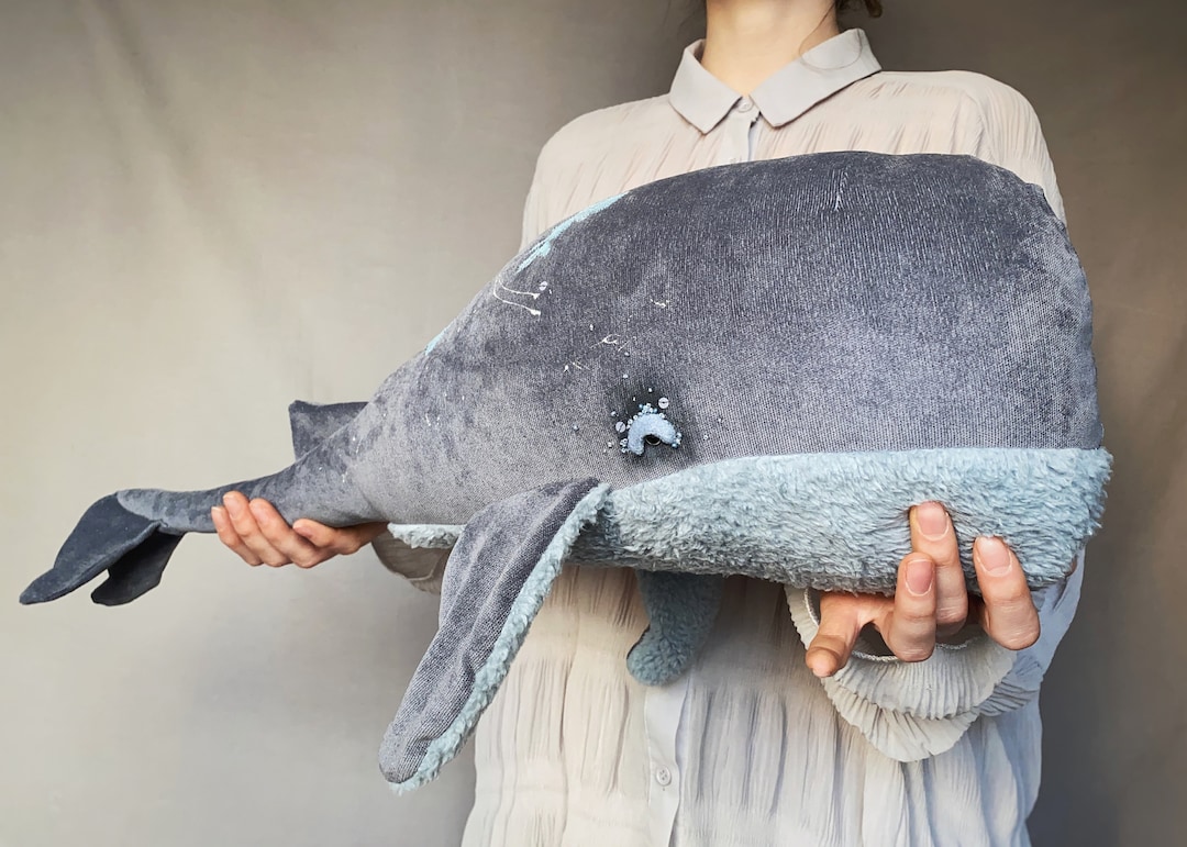 Gray Blue Whale Toy, Stuffed Animals, Ocean Nursery Decor, Sea ...