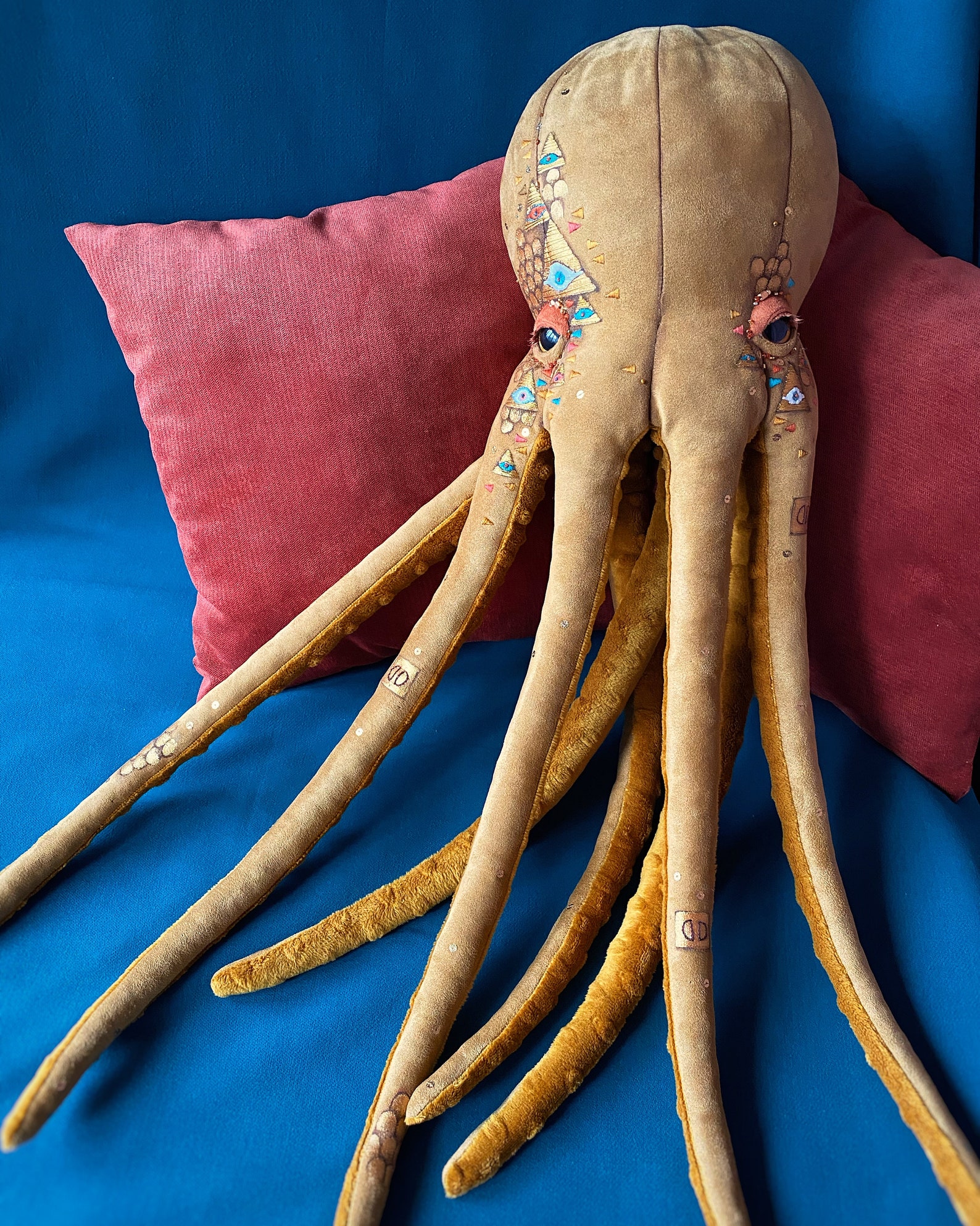 Big Octopus Stuffed Animal Toy, Eclectic Handmade Home Maximalist Decor, Creepy Plush, House ...