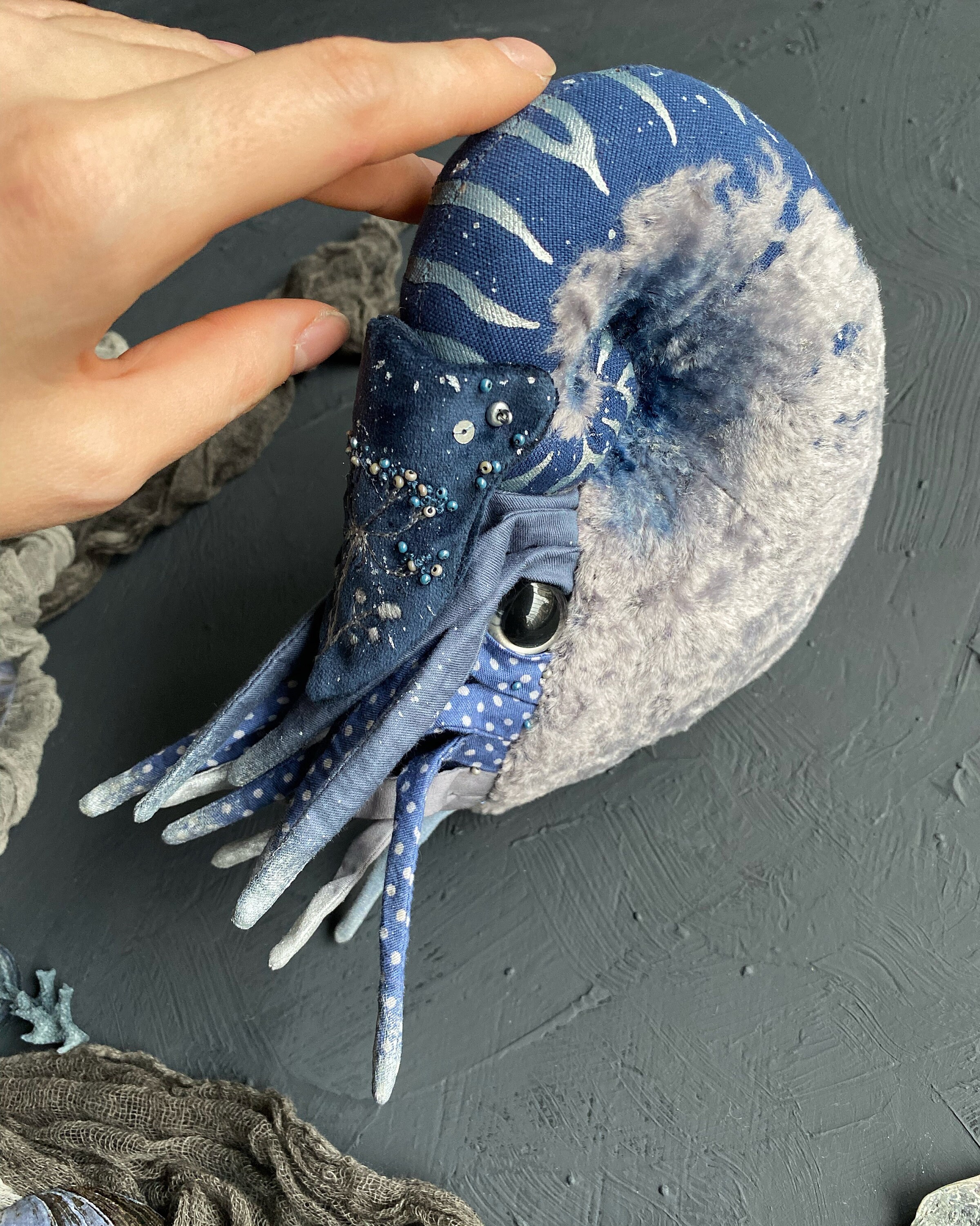 Plush Toy Nautilus in Blue and Silver Colors. Unique Gift for Friend - Etsy