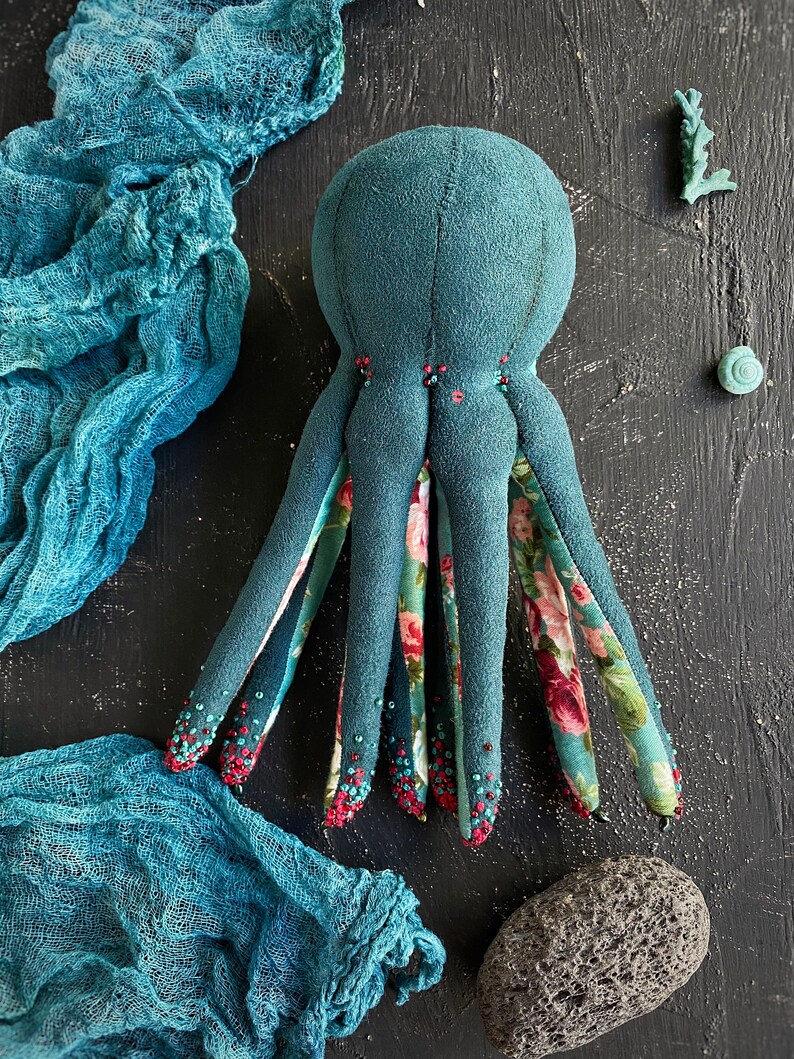 Deep Emerald Octopus Toy / Handmade Stuffed Toy - Etsy