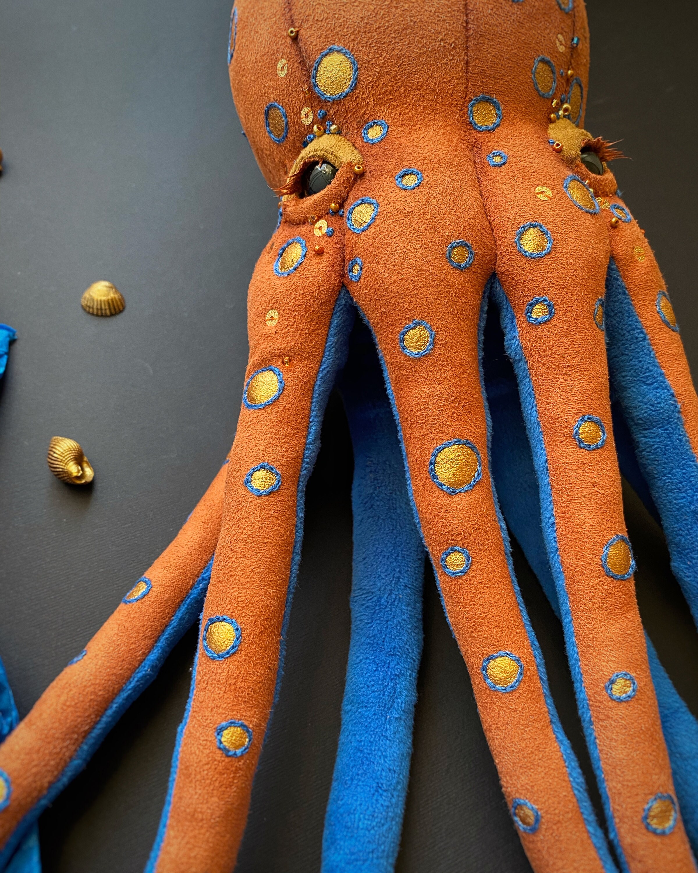 Plush Toy Octopus in Orange and Blue Colors, Sea Stuffed Animal ...