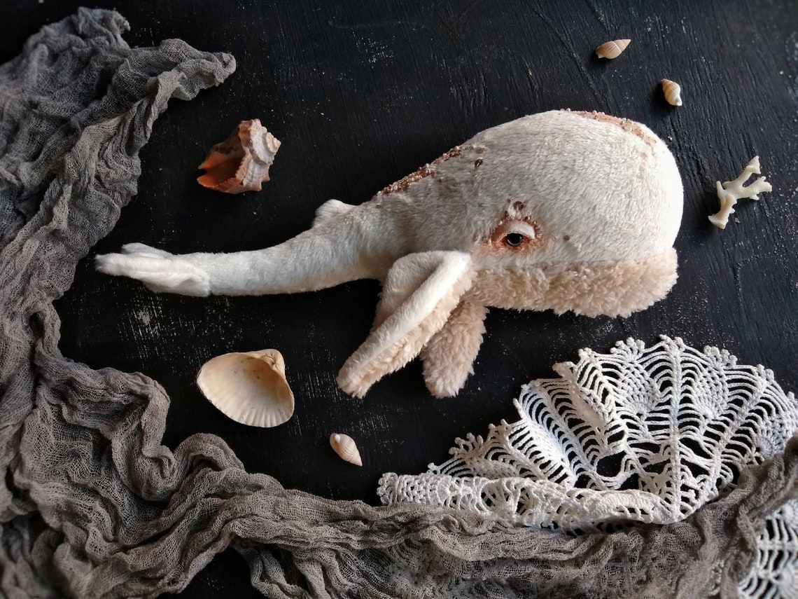 White Plush Whale Toy. Stuffed Animal. Handmade Ocean Theme Nursery. 4 ...