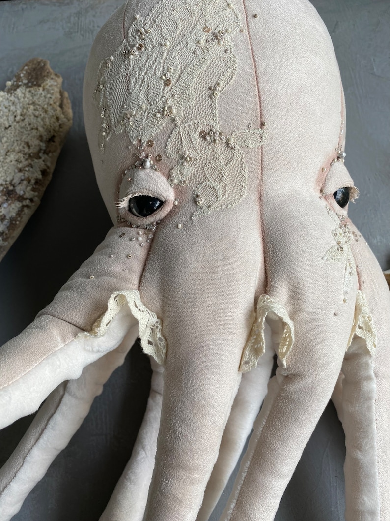 Albino Octopus Stuffed Animal Toy, Room Decor Aesthetic Minimalist ...