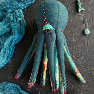 Deep Emerald Octopus Toy / Handmade Stuffed Toy - Etsy