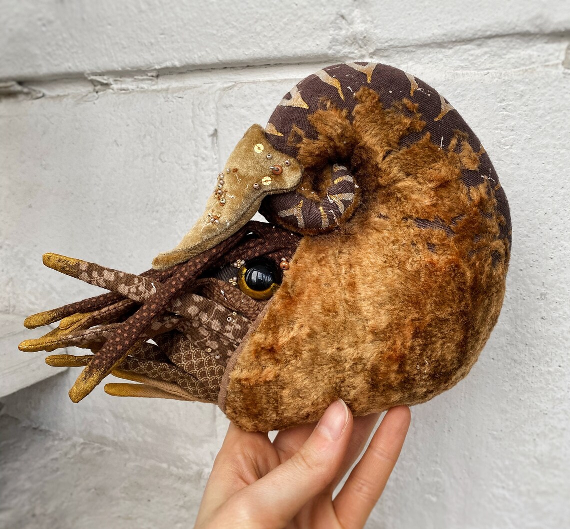 Nautilus Home Decor, Ammonite Vintage Plush Art Toy, Nautical Marine ...