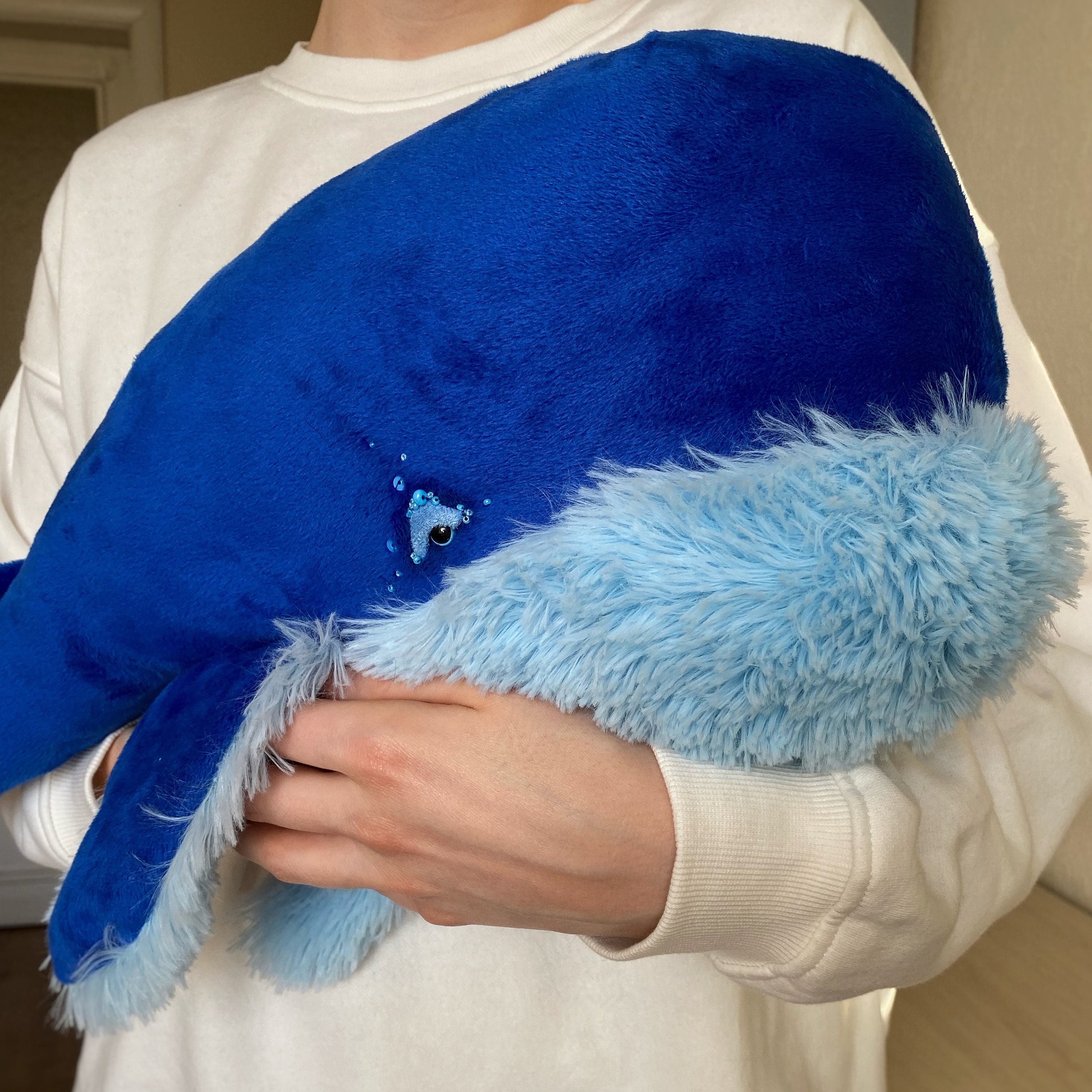 Plush Whale in Blue Color, Stuffed Animal Toy, Cuddly Whale, Soft Cute ...