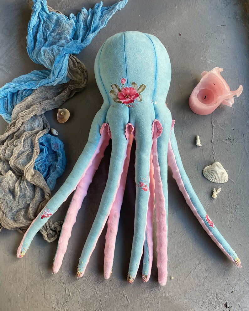 Art Plush Toy Blue Octopus. Cute Stuffed Sea Animal. Unique - Etsy
