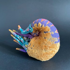Nautilus Art Toy, Weird Handmade Plush Gift, OOAK, Mini Stuffed Sea ...
