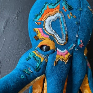 Octopus Embroidered Plush Toy. Handmade Home Decor. House Warming Gift ...