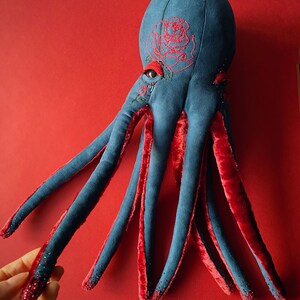 Plush Octopus Art Toy. Handmade Embroidered Home Decor. Unique Gift for ...