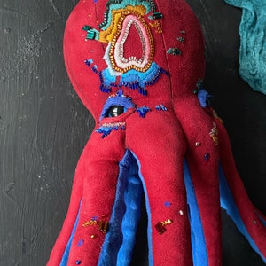 Octopus Embroidered Plush Toy. Handmade Home Decor. Housewarming Gift ...