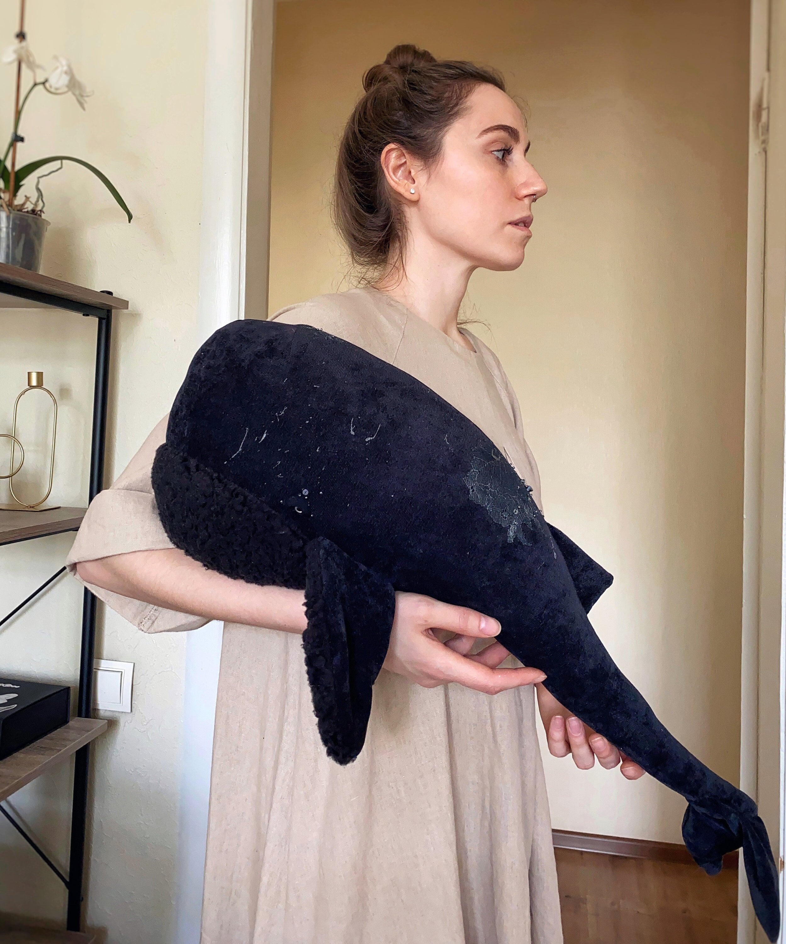 Black Plush Whale Toy, Ocean Stuffed Animal, Handmade Nautical Decor ...