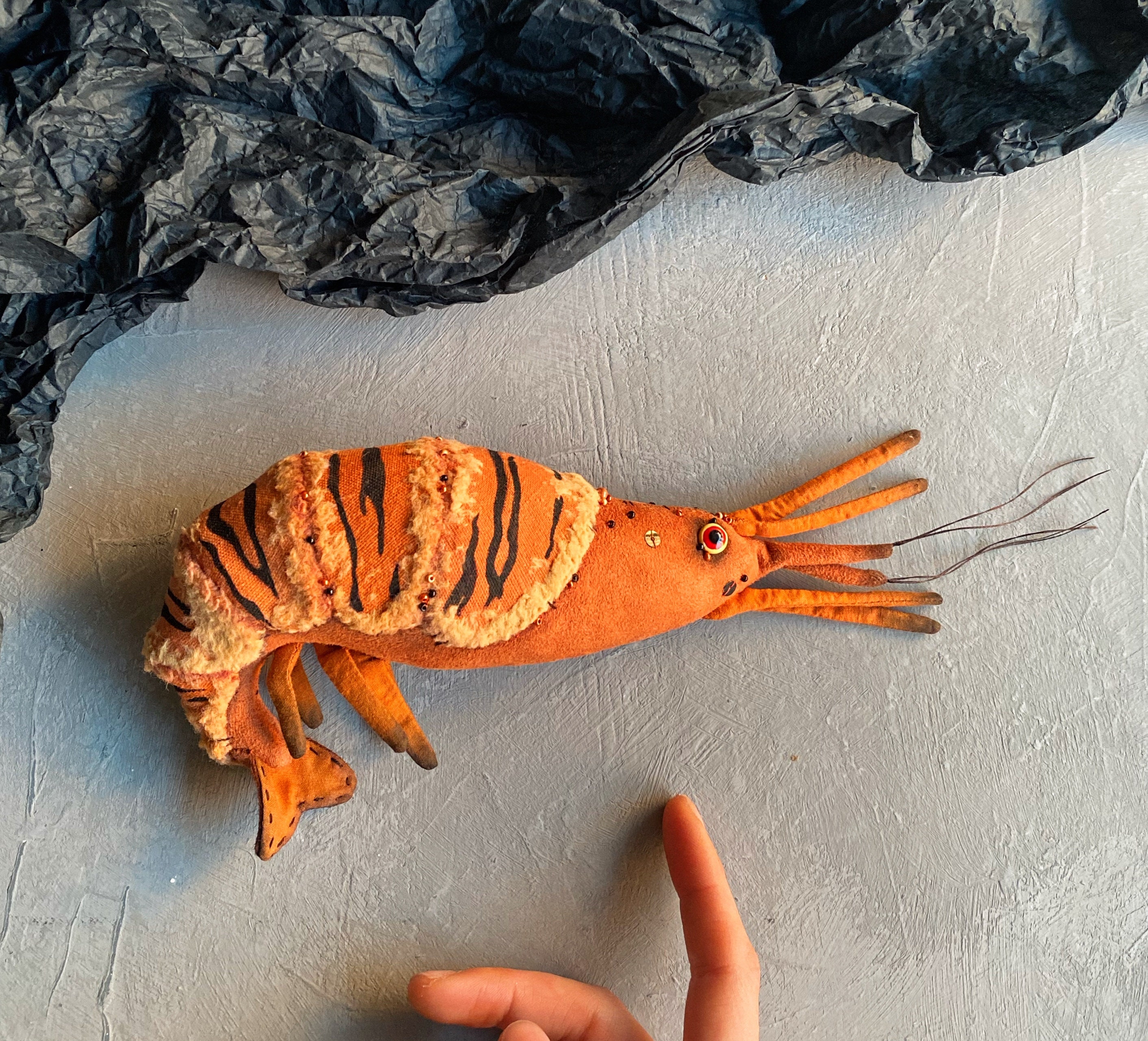 Handmade Plush Tiger Shrimp Toy. Unique Gift for Friend. Weird - Etsy