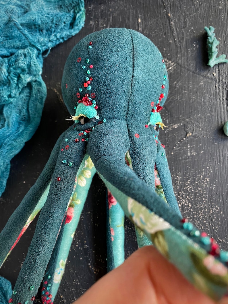 Deep Emerald Octopus Toy / Handmade Stuffed Toy - Etsy