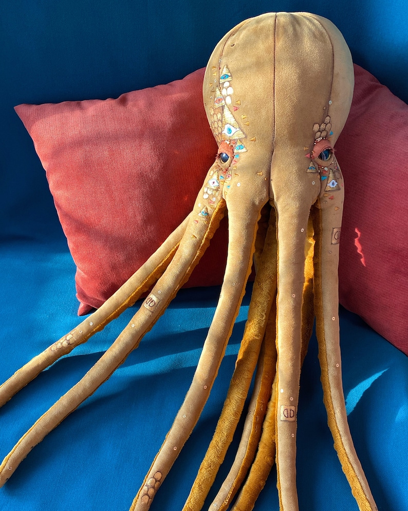 Big Octopus Stuffed Animal Toy, Eclectic Handmade Home Maximalist Decor, Creepy Plush, House ...