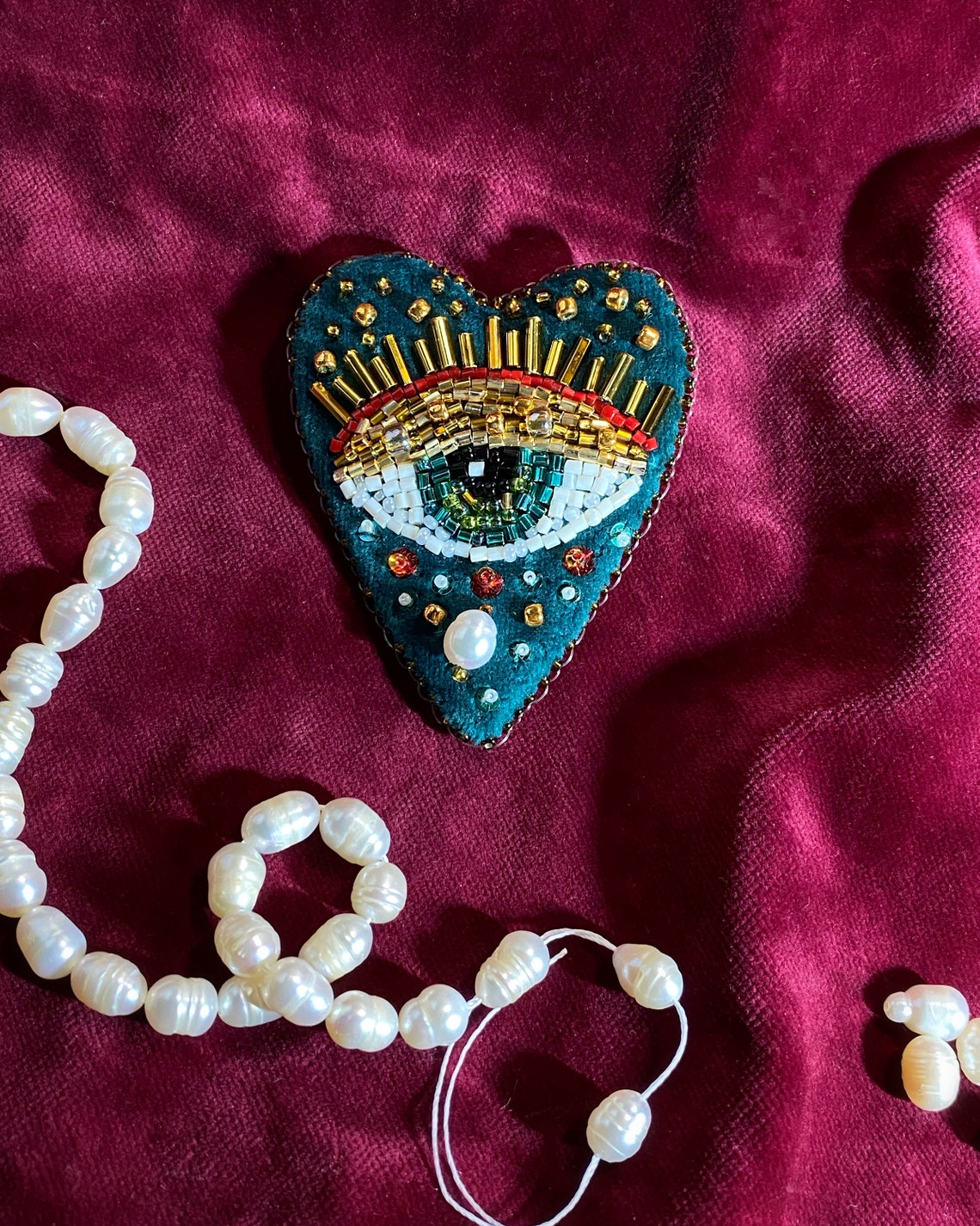 Beaded Brooch Evil Eye / Eye Embroidery / Handmade Gift / Unique Gift ...