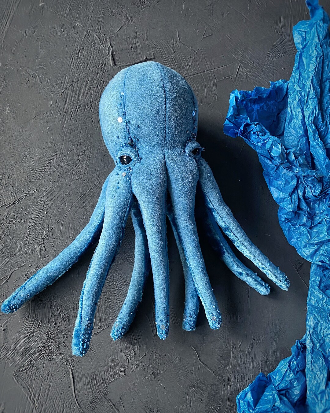 Stuffed Blue Octopus Toy. Sea Animals Nursery Decor. Cute Fish Plush ...