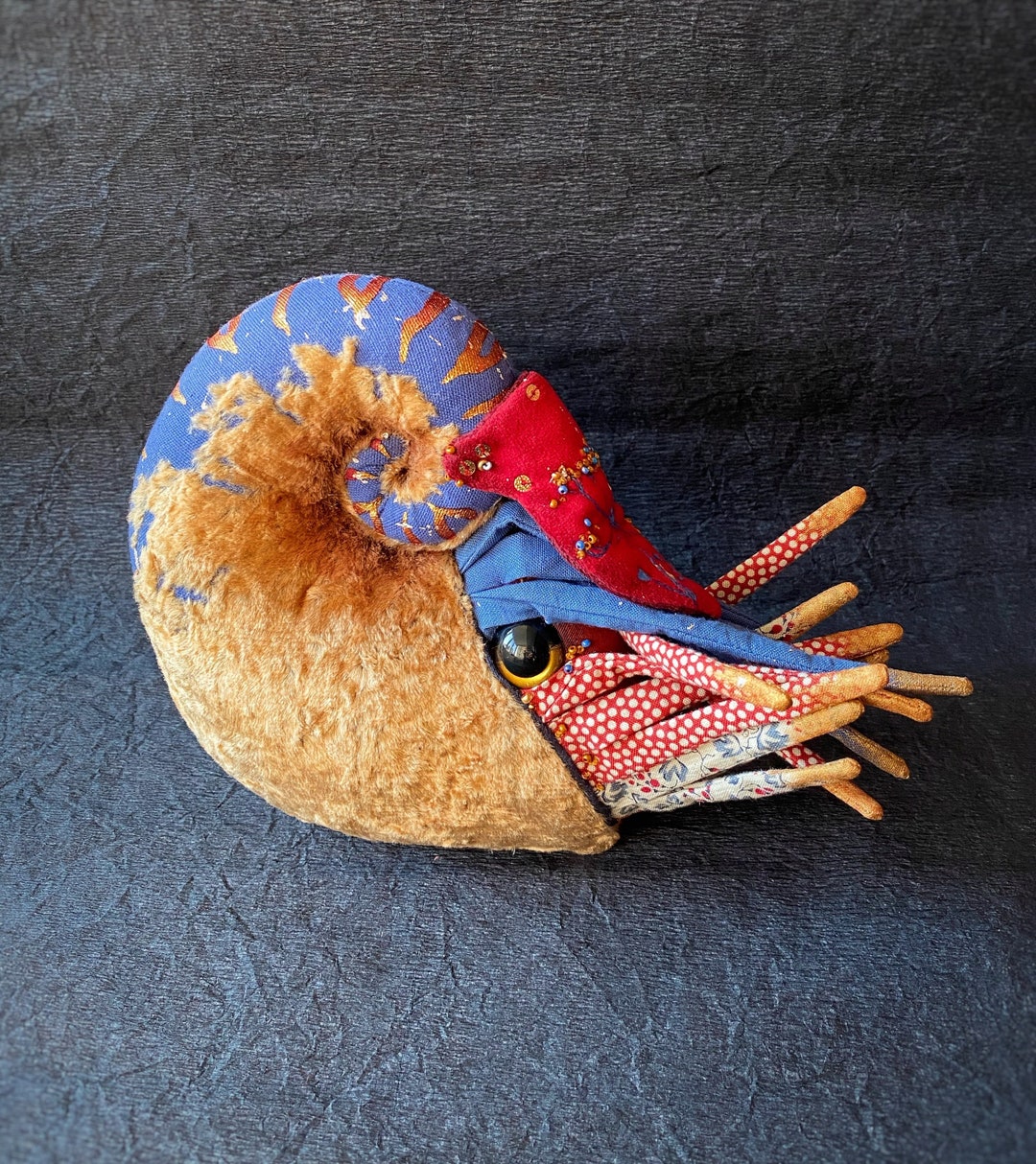 Plush Nautilus Art Toy. Stuffed Sea Creature. Handmade Home Decor ...