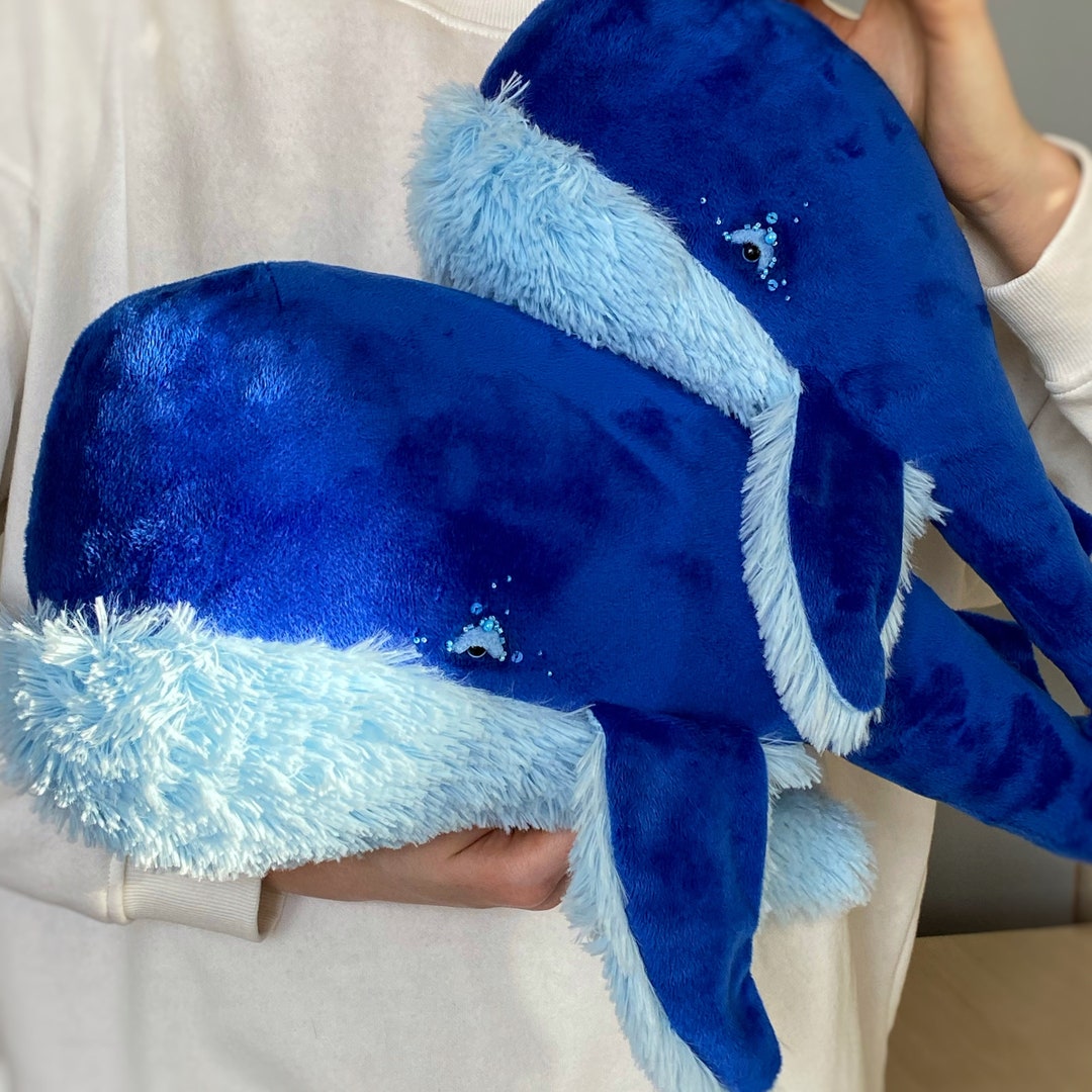Plush Whale in Blue Color, Stuffed Animal Toy, Cuddly Whale, Soft Cute ...