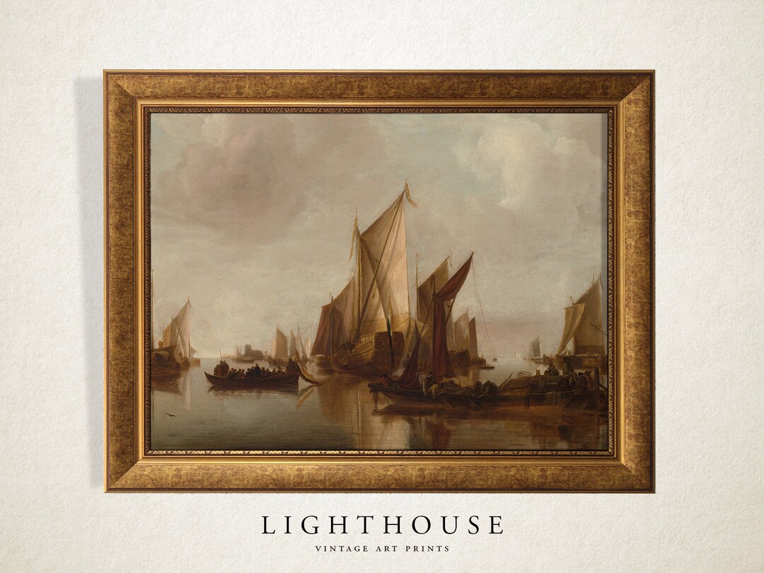 Vintage Harbor Painting | Nautical Art Print | Sail Boat | PRINTABLE ...