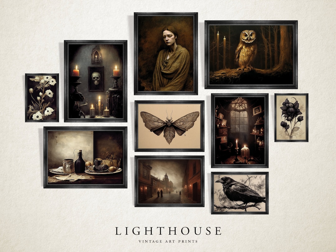 Dark Moody Paintings SET of 10 | Vintage Victorian Dark Academia ...